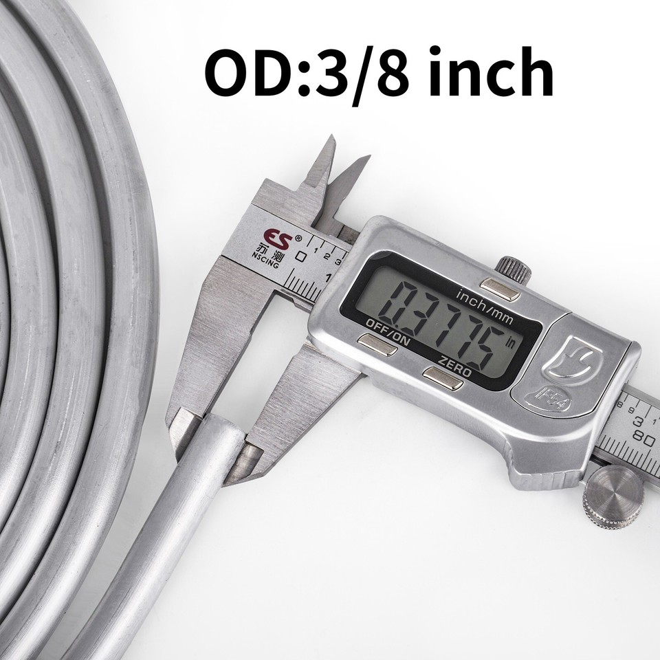 3/8" OD Aluminum Hard Fuel Line Tubing 10/25 FT 0.039"Wall for Auto ...