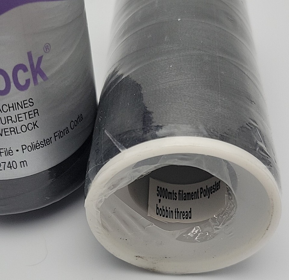 2 NEW Polyester Threads ~ 1 SureLock 3000 Yards Black #0568 & 1 ...