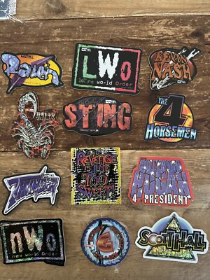 Vintage Sticker Lot 90s WRESTLING WCW NWO PRISM Vending Sticker Set LOT ...