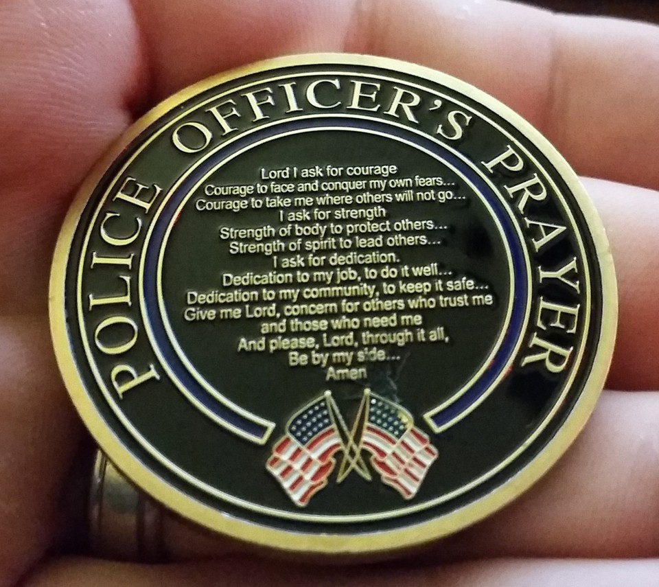 Policeman's prayer challenge coin law enforcement St Michael Catholic ...