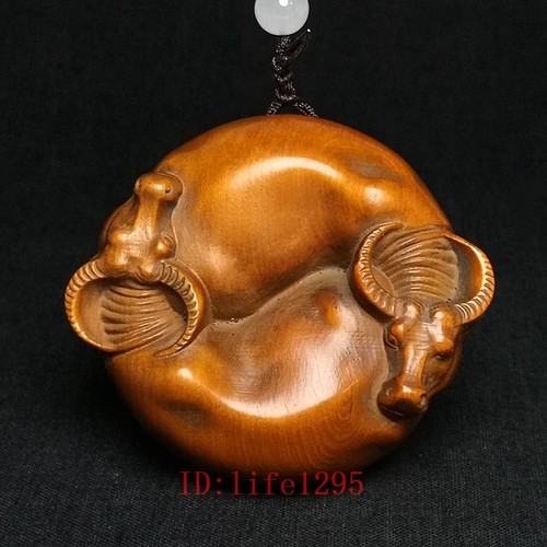 2.5 Inch Old Chinese Boxwood Hand Carved Two cow Statue Netsuke ...