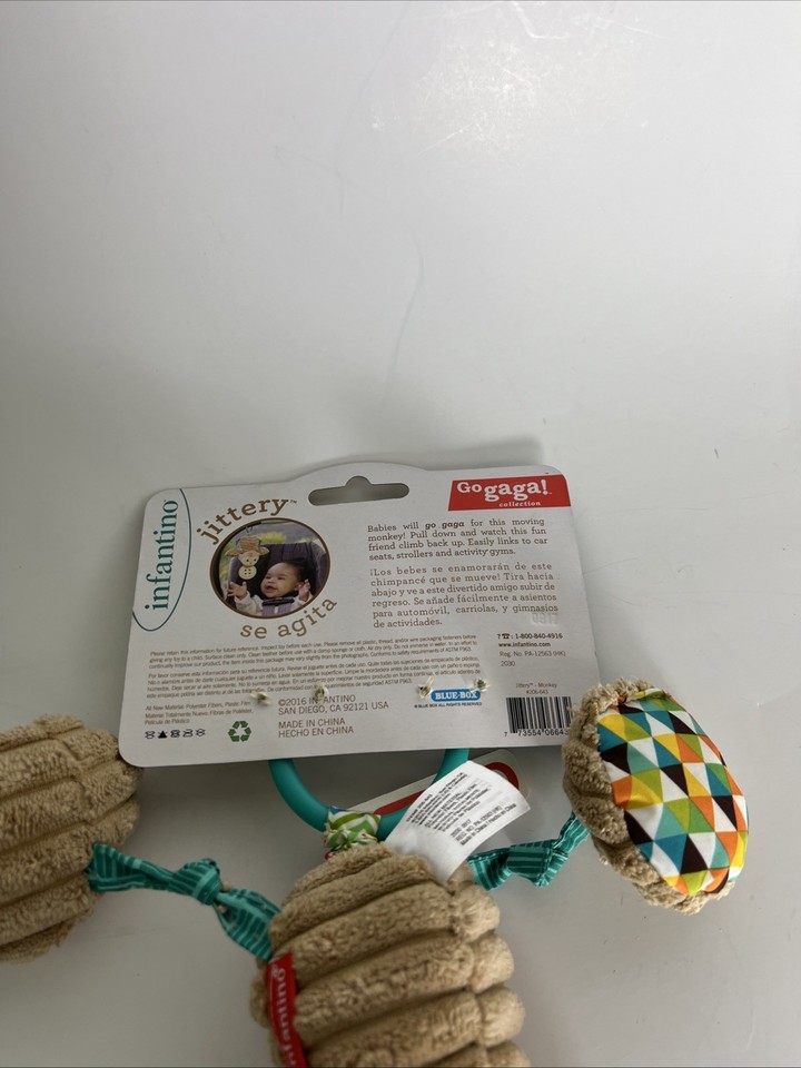 Infantino Jittery Monkey Car seat Attachment Toy & Teether NEW- Monkey ...