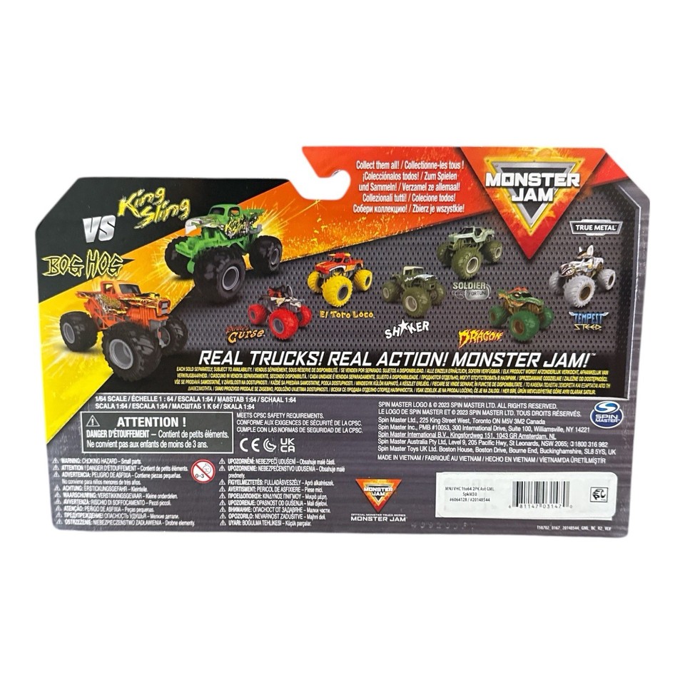 NEW Monster Jam BOG HOG vs KING SLING Series 30 Dual Pack Truck Set 1: ...