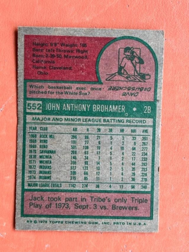 1975 Topps Set-Break #552 Jack Brohamer NM-MT SHIPS FREE IN NEW TOP ...