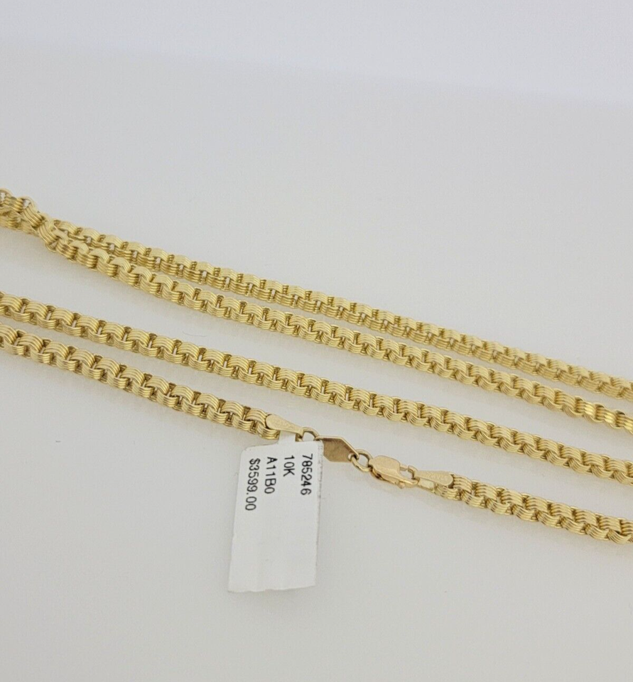 10k Yellow Gold Chain Necklace Box Byzantine 3mm 26 inch Length Men's ...