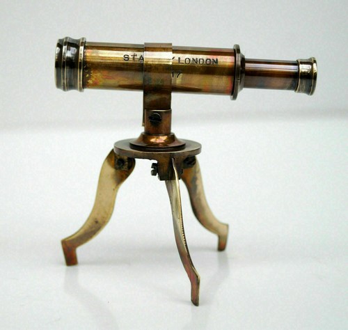 Collectible Antique brass victorian mini telescope on tripod stand ...