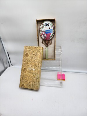 Antique CHINESE Hand MIRROR W/PORCELAIN BACK & JADE JADEITE HANDLE ...