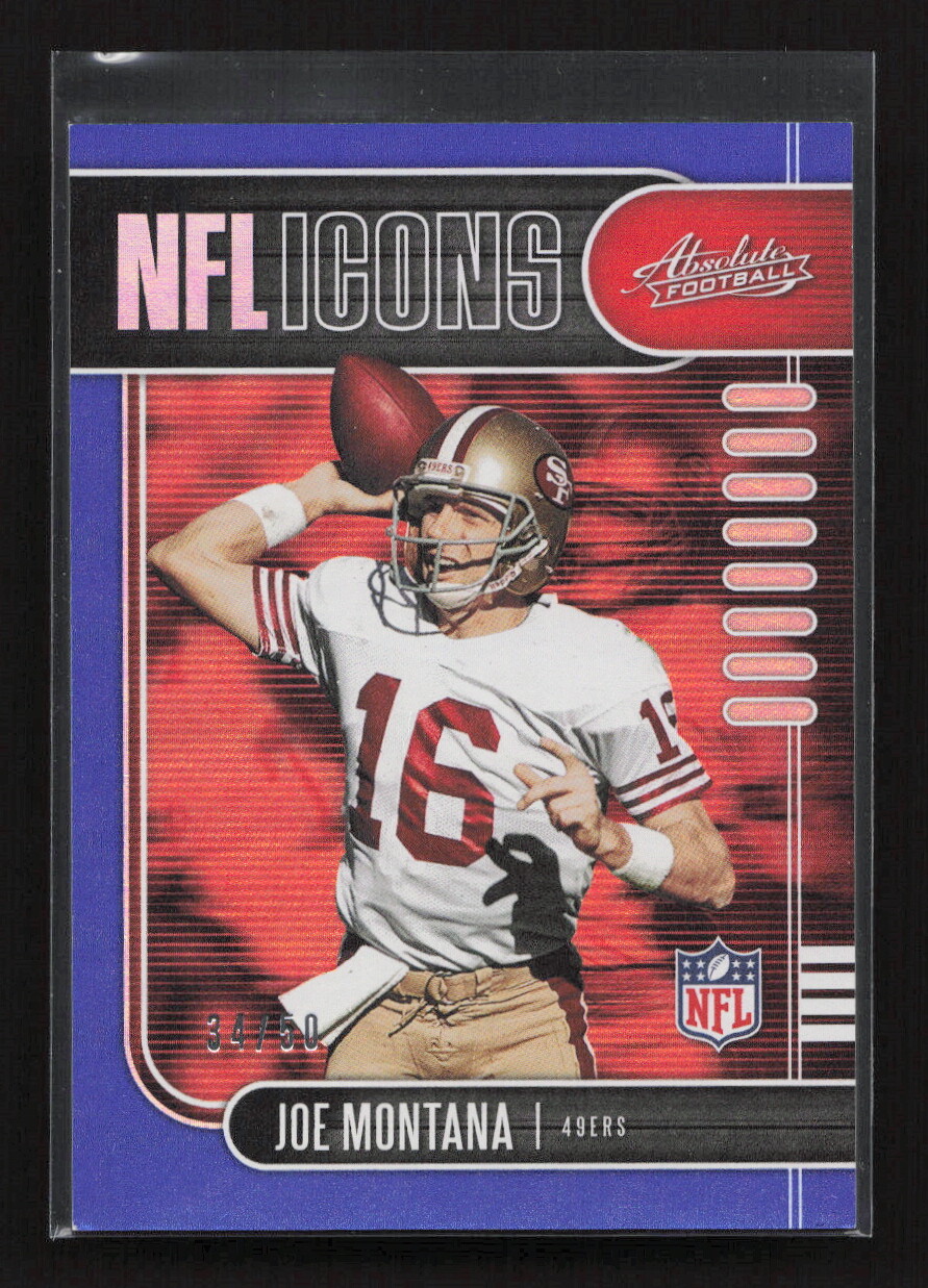 Joe Montana 2019 Panini Absolute #1 NFL Icons Spectrum Blue /50 SSP ...