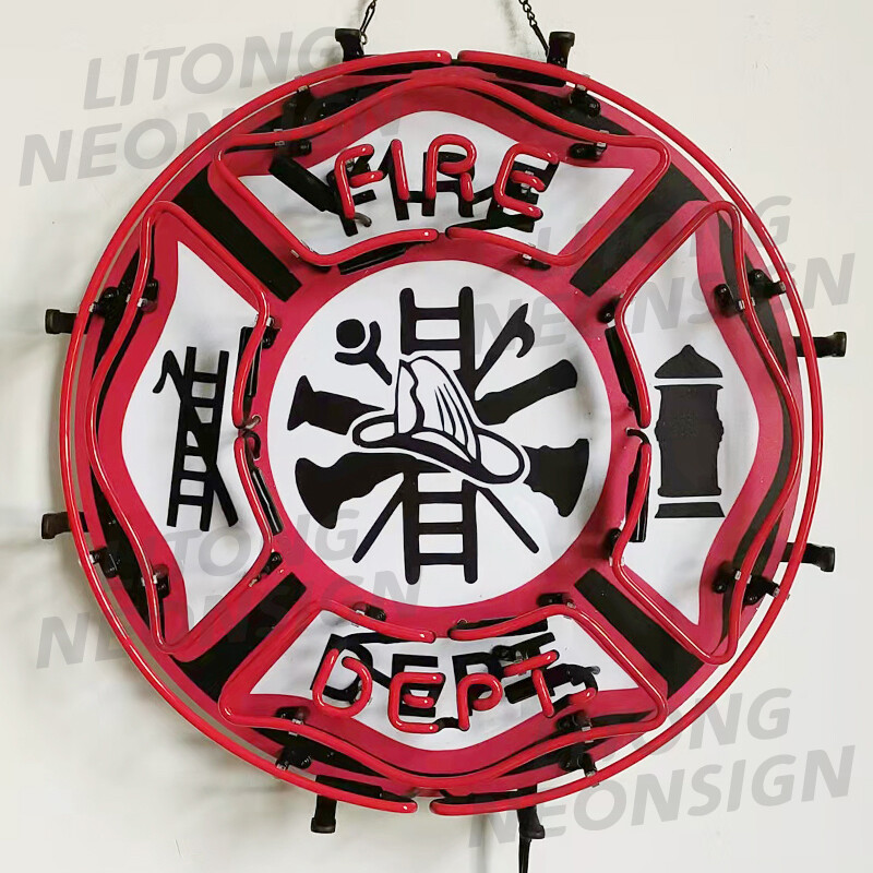 Firefighter Fire Department Neon Light Sign 18x18 Lamp With HD Vivid ...