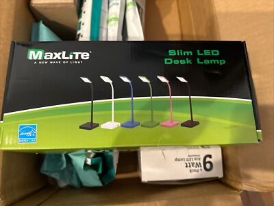 MaxLite Slim LED Desk Lamp White USB 2.0 Port Touch On Off Adjustable ...