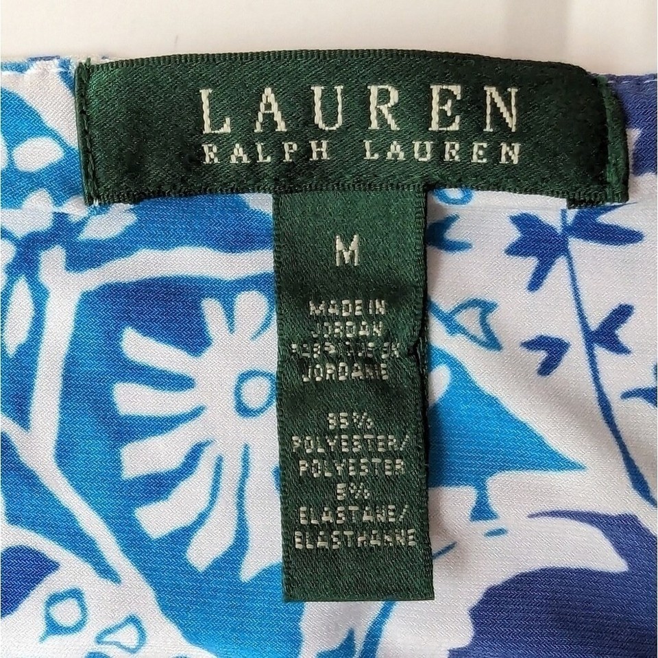 Ralph Lauren Sleeveless Dress Blue White Print Women's Size Medium ...