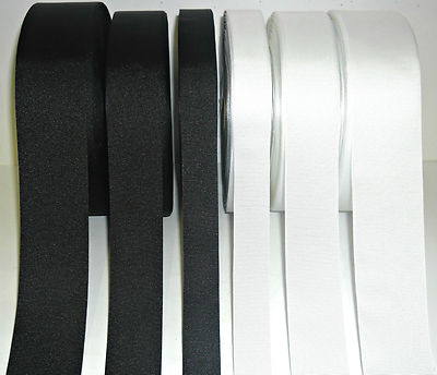 TOP QUALITY SHINY GROSGRAIN RIBBON, BLACK/WHITE 5 MTRS, CHOOSE WIDTH ...