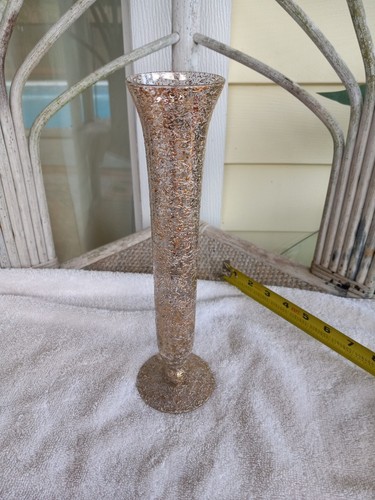 VTG West Virginia Glass Gold Confetti Splatterware Bud Vase with label ...