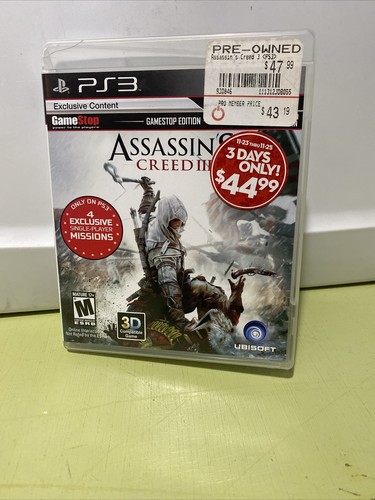 Assassins Creed III GameStop Edition PS3 Playstation 3 | eBay