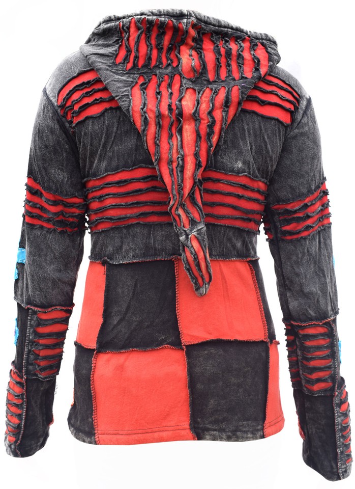 Hippy Psychedelic Embroidery Cotton Ribs Emo Funky Elf Pointed Hoodie ...