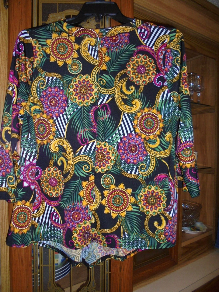 Vintage Arabella green and yellow floral floral tunic top size 1X | eBay