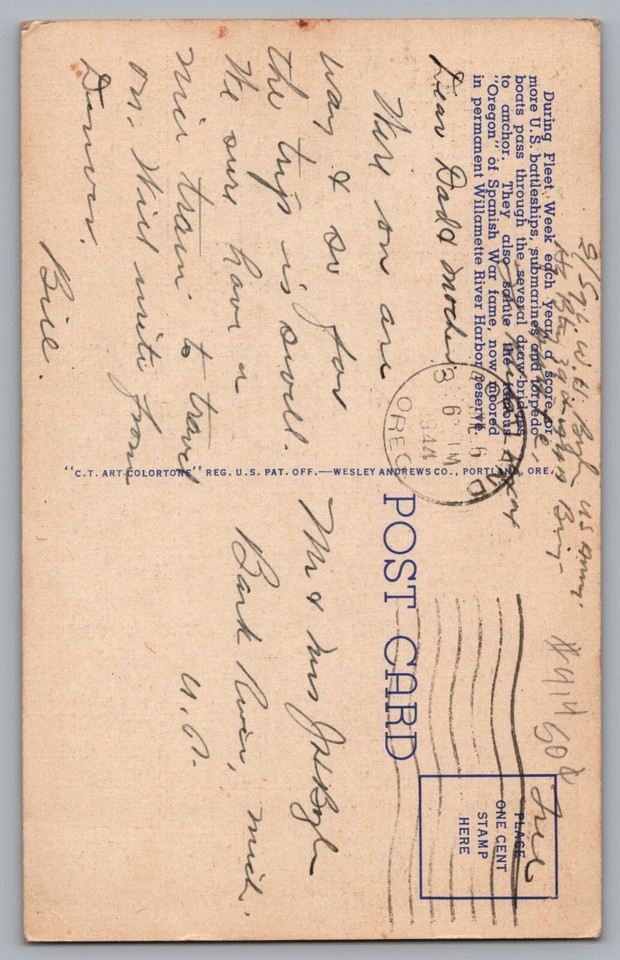 U.S. Battleship Burnside Bridge, Portland, Oregon Postcard | eBay