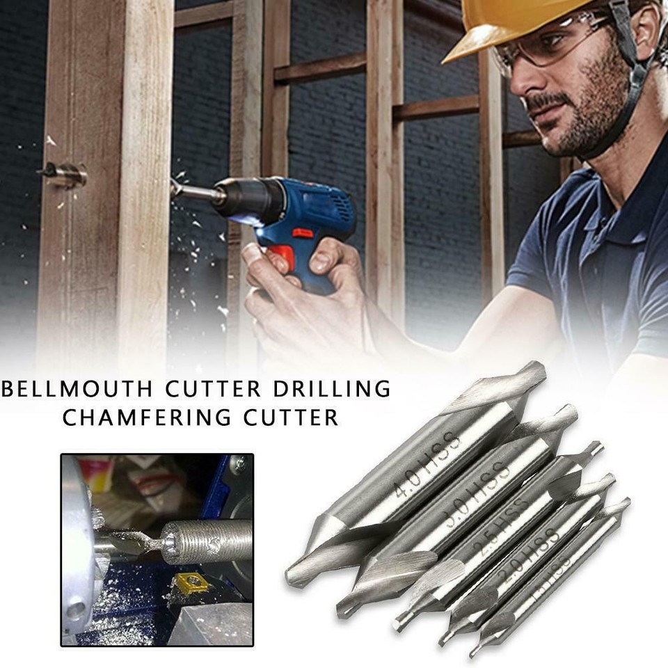 5 pack #1.5/2/2.5/3/4 Combined HSS Fixed Point Drill Bit Lathe Mill ...