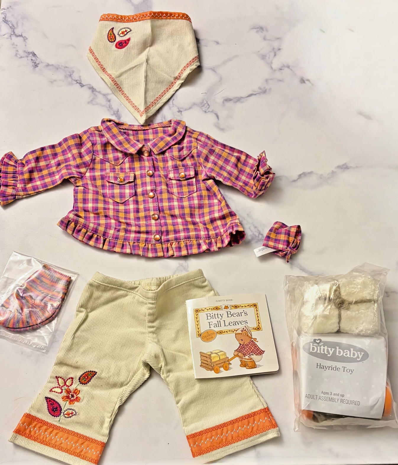 American Girl BITTY BABY Harvest Plaid Outfit Fall Leaves Retired 2003 ...