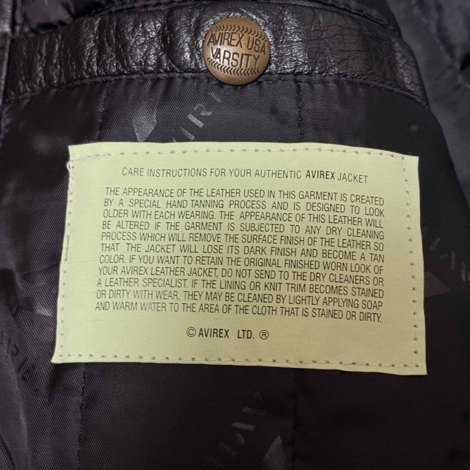 Best Design Avirex Wolf Leather Jacket Varsity Black No.tr711 | eBay