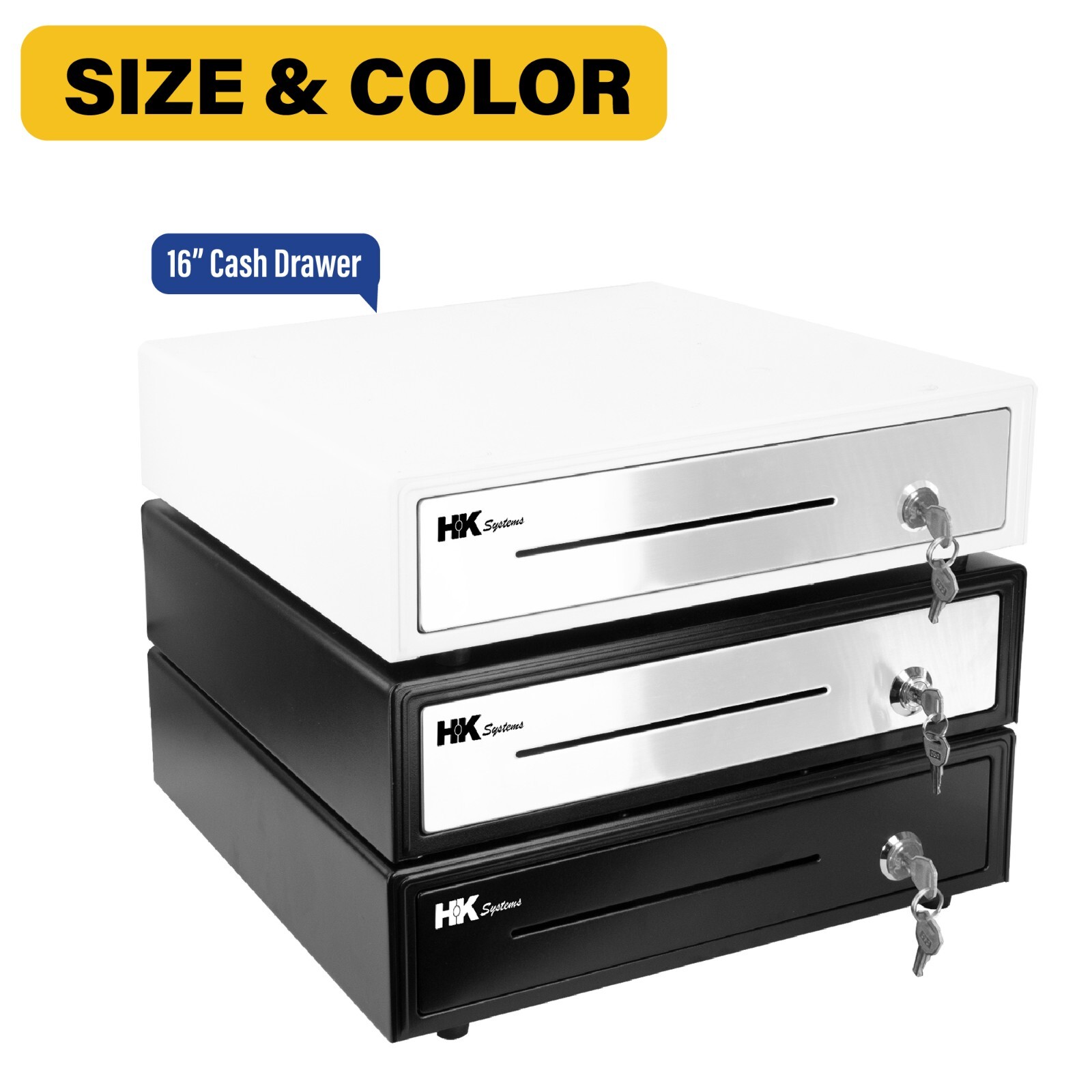 16" Heavy Duty Black Manual Push Open Cash Drawer with 5B/5C Stainless ...