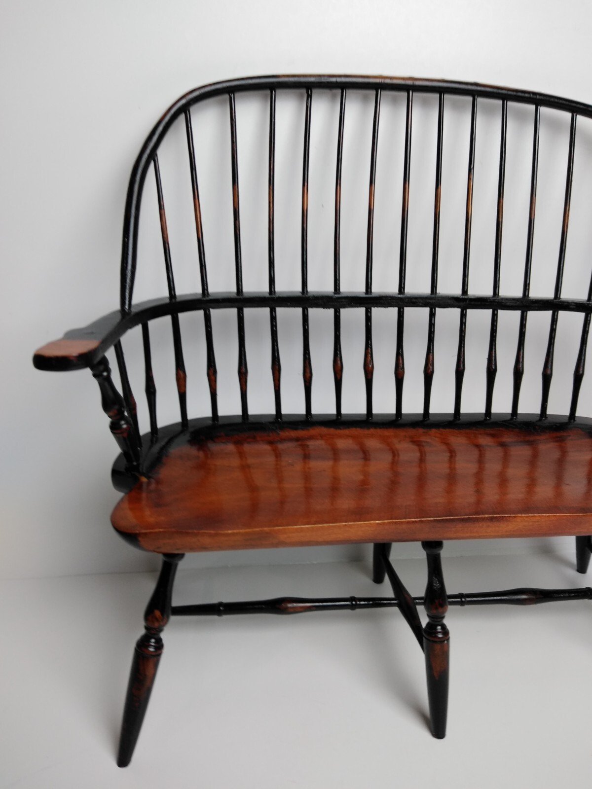 World Bazaar Inc. American Colonial Spindle Back Doll Size Wooden Bench ...