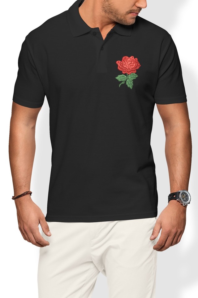 England Rose Polo Shirt Men Rugby Badge Nations Supporter Top Clothes ...