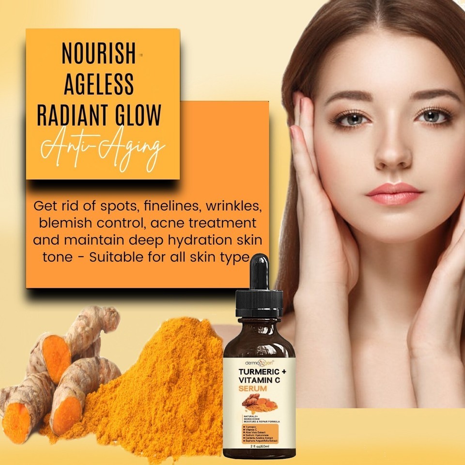 2 FL OZ -TURMERIC FACE SERUM + PIGMENTATION+BLEMISH CORRECTOR+DARK ...