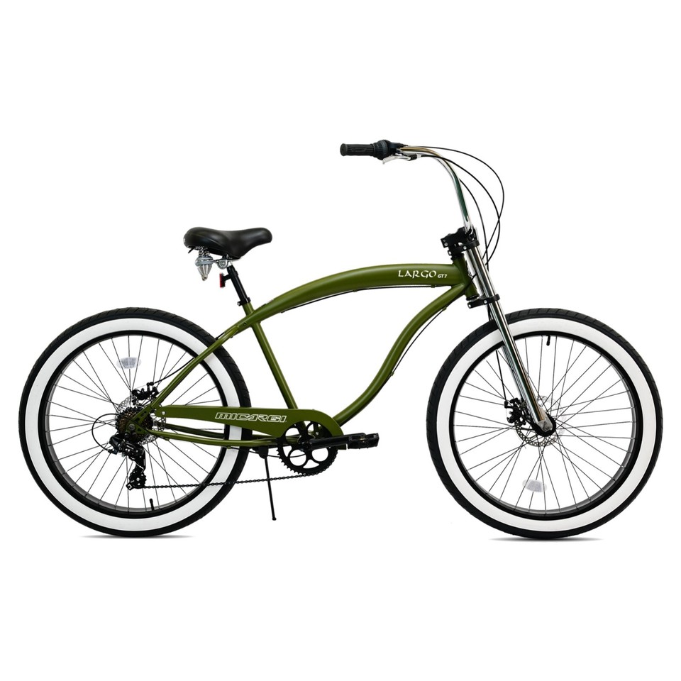 Largo GT 26" Matte Color Fat Tire 7 Speed Beach Cruiser Bicycle High ...