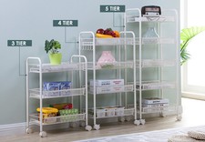 3 Tier Kitchen Trolley Cart Utility Metal Mesh Shelf Storage Rack ...