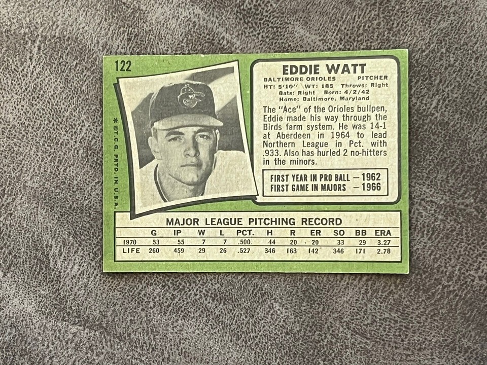 1971 Topps Eddie Watt #122 NM-MT Baltimore Orioles | eBay
