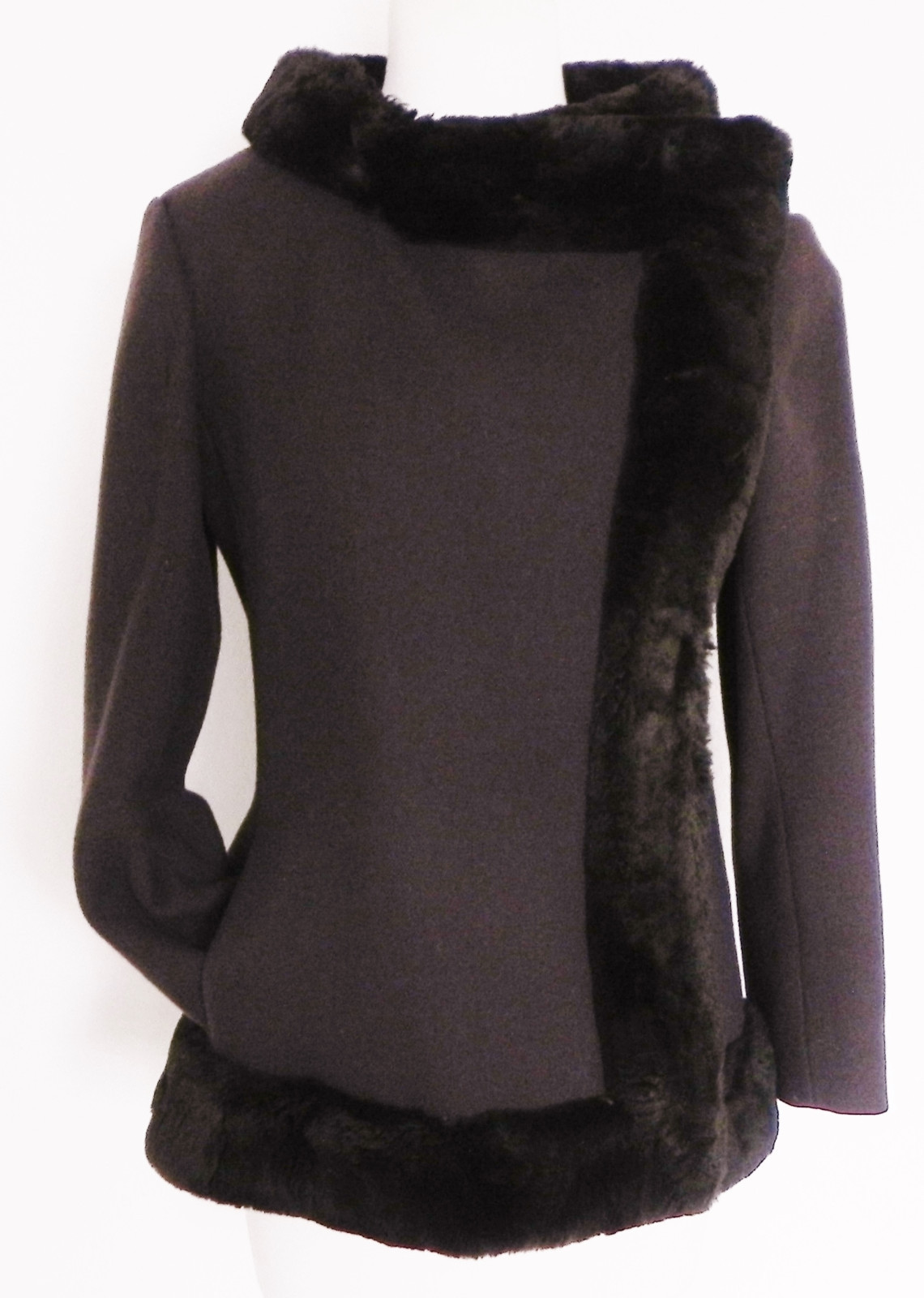 Vtg Erlebacher Heavy Weight Blazer/Jacket Wool Faux Fur Trim Brown Size ...