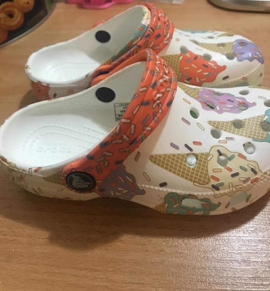 Crocs Kids Girls Shoes Ice Cream Clogs, Slip On Shoes 11 12 13 | eBay