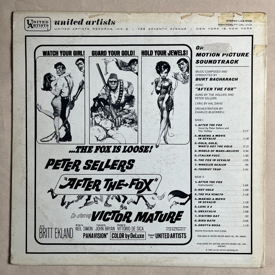 BURT BACHARACH After The Fox (Soundtrack) 1966 Vinyl LP United Artists ...