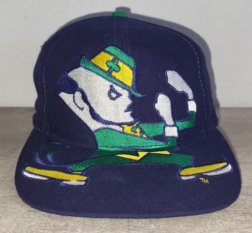 Vtg Notre Dame Blue & Green Fighting Irish AJD Signature Snapback Hat ...