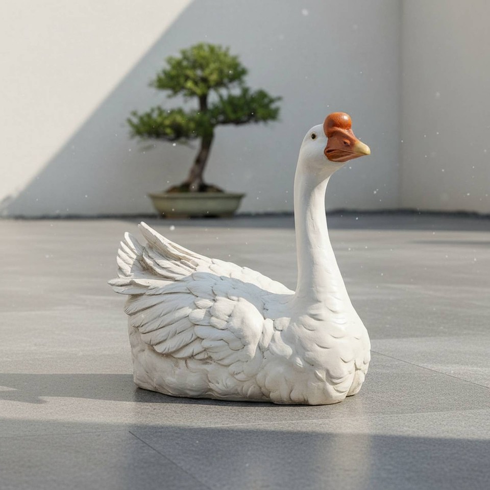Resin Swan Statue Outdoor Decoration Swan Statue Realistic Look for ...