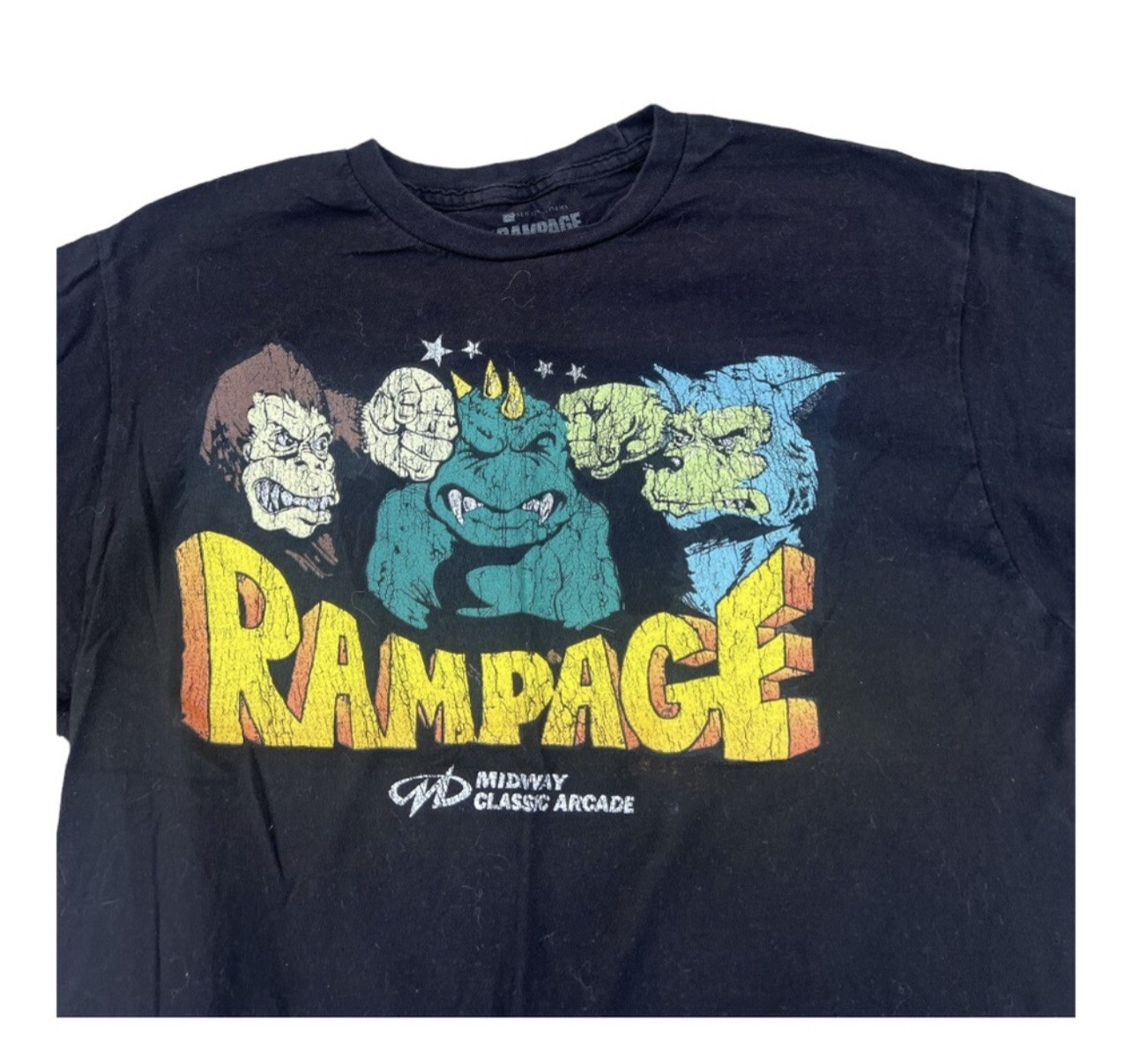 Rampage T Shirt Adult L Black Retro Graphic Print Midway The Movie 80s ...