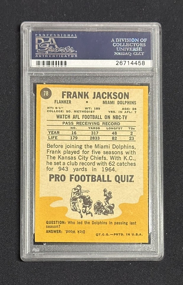 1967 TOPPS FOOTBALL #78 FRANK JACKSON PSA 7 NR MT DOLPHINS | eBay