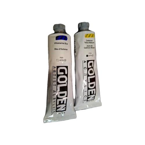 Golden Acrylics Cadmium Yellow Med. & Ultramarine Blue PY35, PB29 2X 5. ...