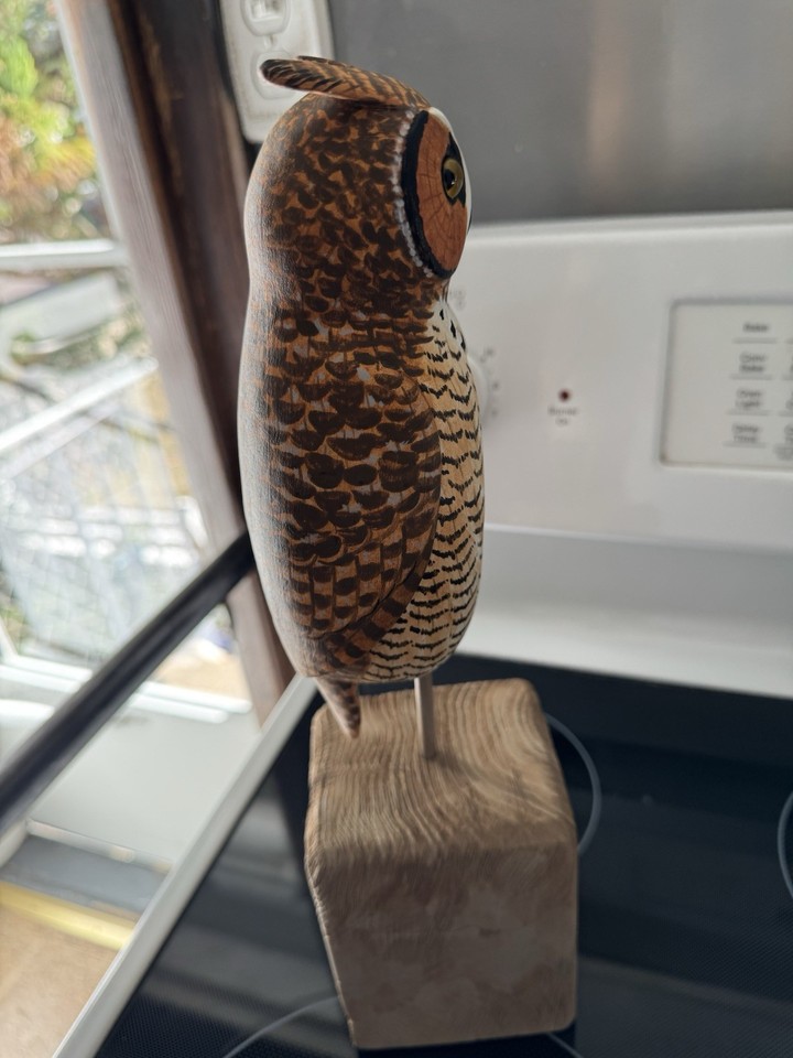 Manfred Scheel Hand Carved Wooden Folk Art Owl Decoy | eBay