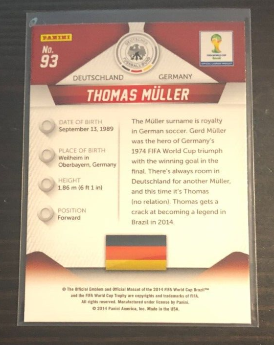 2014 Panini Prizm World Cup THOMAS MULLER #93 Germany | eBay