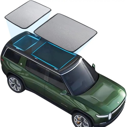 Rivian R1S Front and Rear Glass Roof Sunshades 2in1 Design Black UV ...