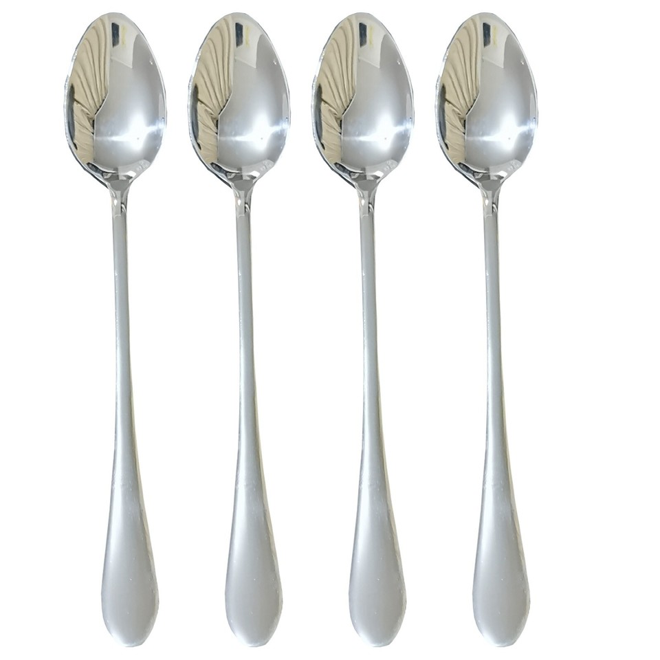 4 Long Handle Teaspoons Tea Spoon Stainless Steel Coffee Latte Ice ...