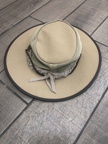 BARMAH Safari Outback Canvas Drover Airflow Vented Hat 1057 Beige/Tan ...