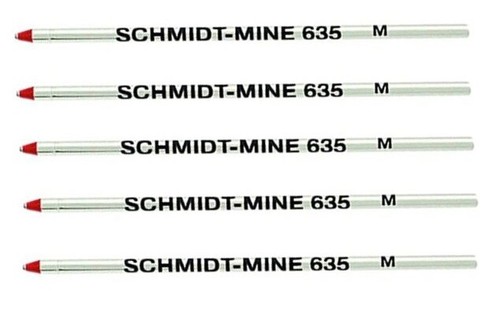 5 Pack - GENUINE SCHMIDT MINE 635M D1 Ballpoint Pen Refills 635 - Red ...