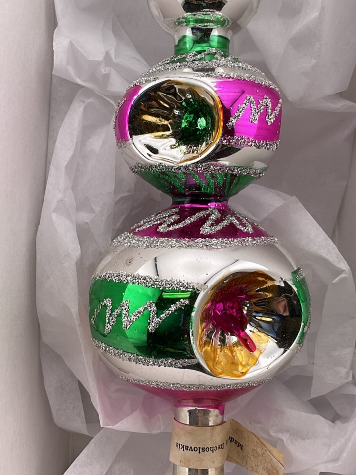 vintage czech hand blown glass indent tree topper | eBay