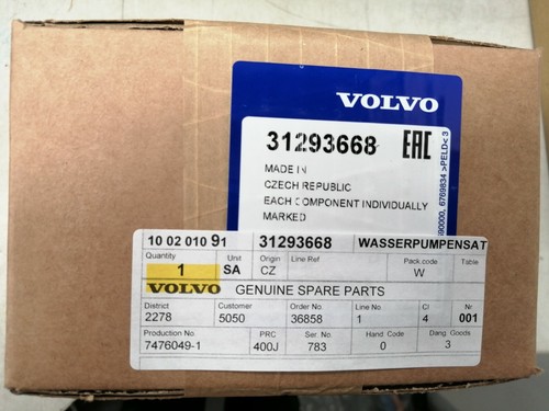 Original Volvo Wasserpumpe alle 5 Zyl. Diesel C30/XC60/V60/V70/XC90 ...