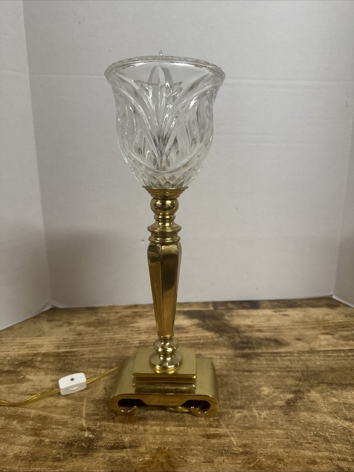Torchiere Crystal And Brass/Gold Vintage Lamp -Cut Crystal Heavy 16 ...
