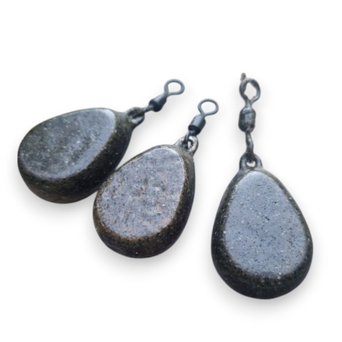 3 x Carp Fishing Pear Leads – 1.5oz / 2.0oz / 2.5oz – Dark Green Silt ...