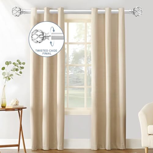 Silver Curtain Rods for Windows 66 to 120 Inch1 Inch Adjustable Long ...